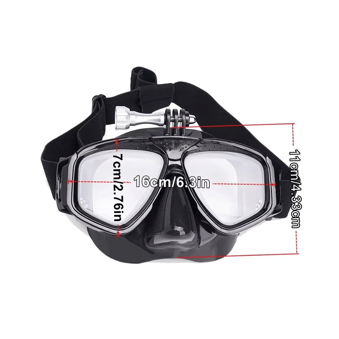 Prescription Snorkel Mask with GoPro Mount | Black | Large face ...
